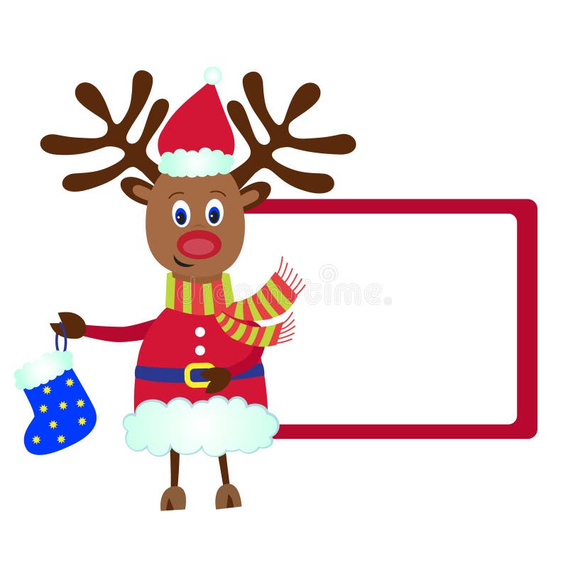 Christmas Reindeer Rudolf with a Gift Stock Vector - Illustration of ...