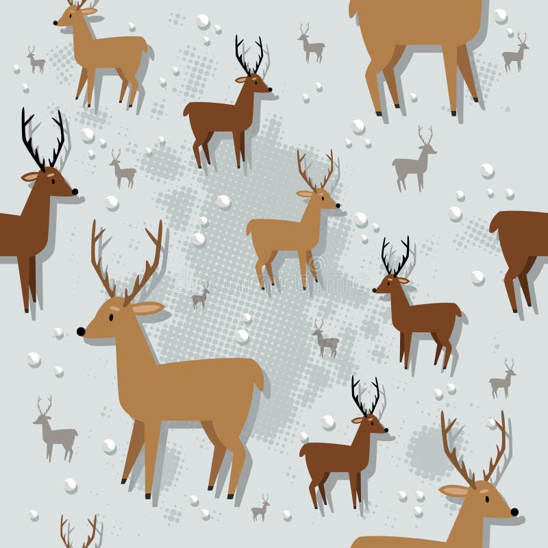 Christmas Reindeer Seamless Pattern Stock Vector - Illustration of ...