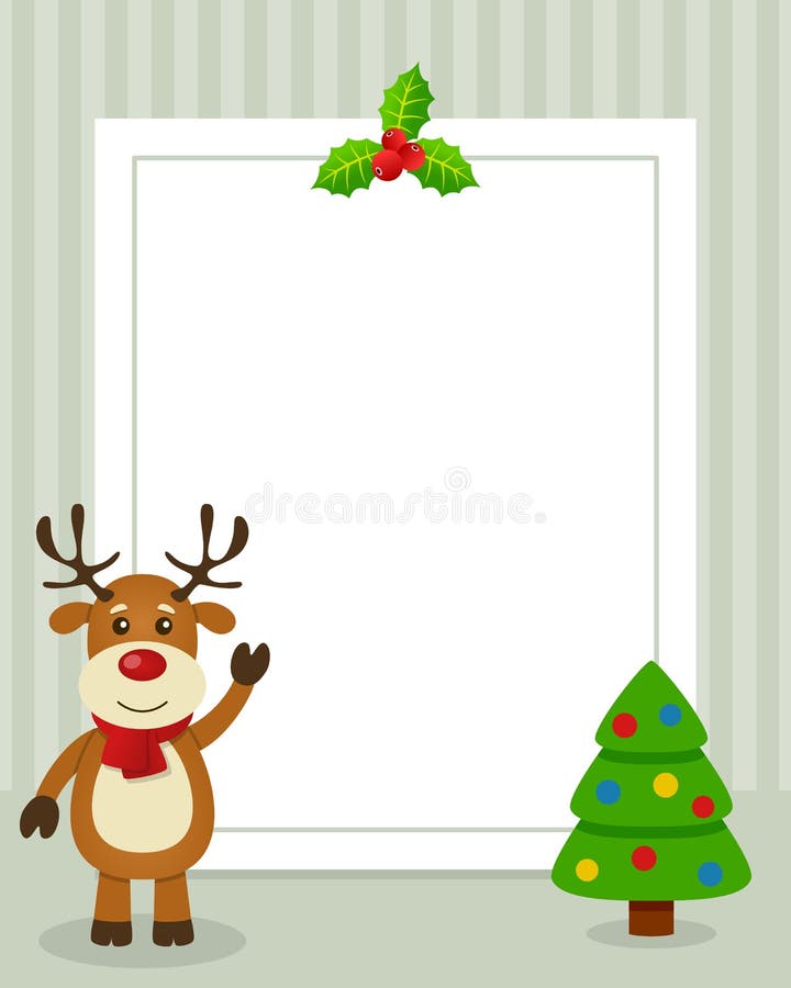 Christmas Reindeer Vertical Photo Frame Stock Vector - Illustration of ...