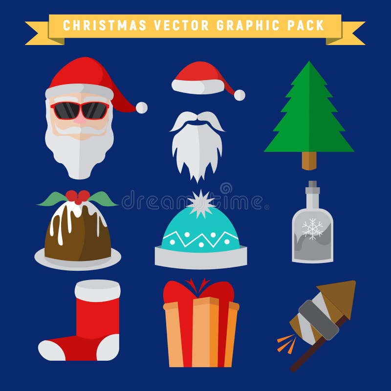 Christmas Related Graphic Illustration Package Set Vector Stock Vector ...