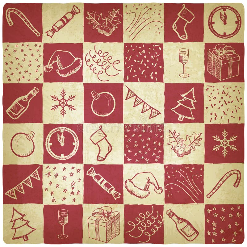 Simple Retro Christmas Seamless Pattern with Stars. Traditional Red and ...