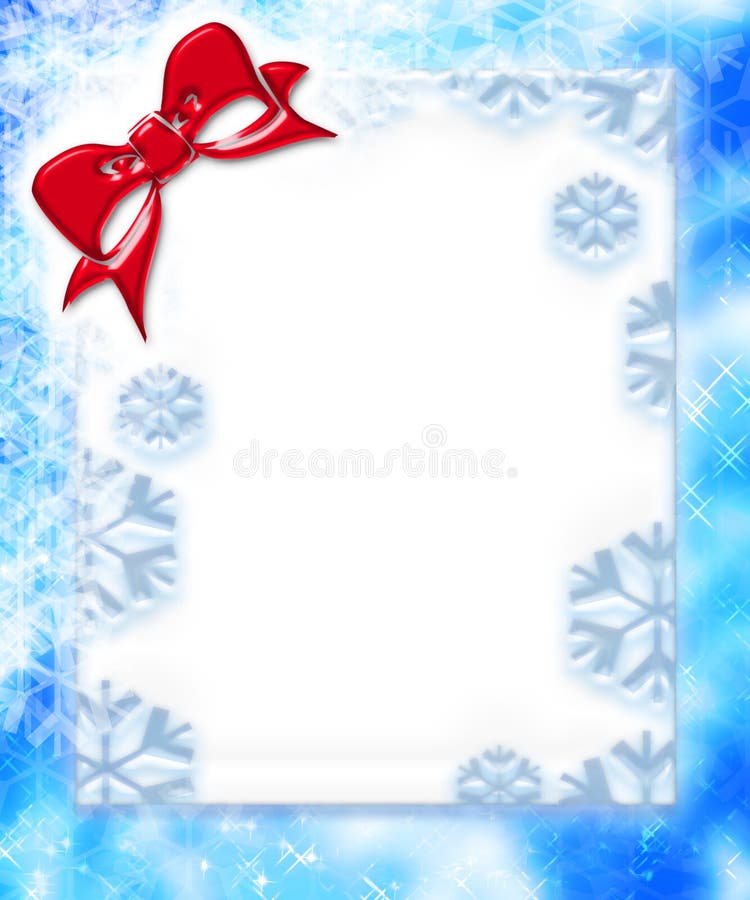 Christmas Border Snowflakes on Blue Ribbons Stock Illustration ...