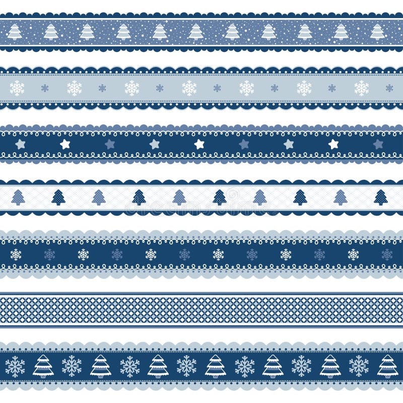Christmas Ribbons Patterns in Blue Stock Illustration - Illustration of ...