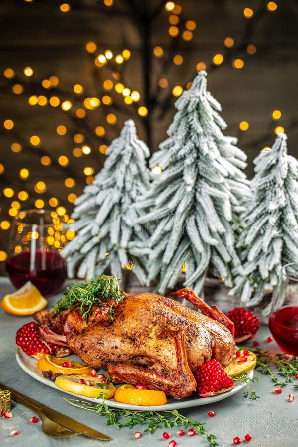 Christmas Roast Duck. Vertical Image. Copy Space for Text Stock Image ...