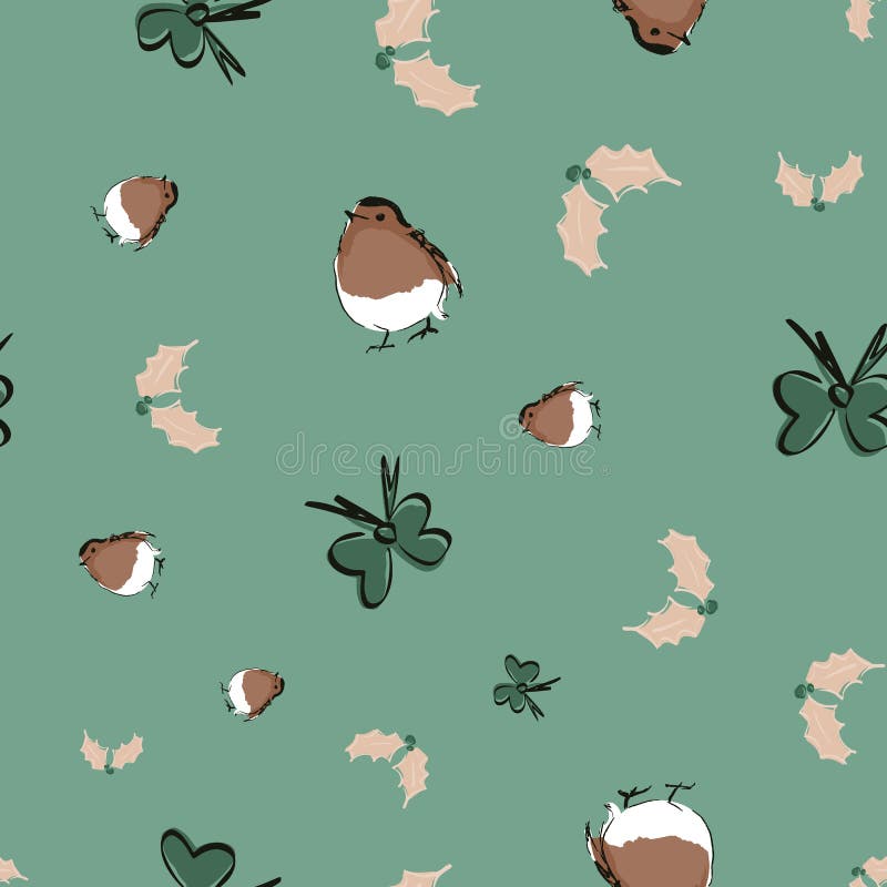 Christmas Robin Decorations Seamless Repeat Pattern Stock Vector ...