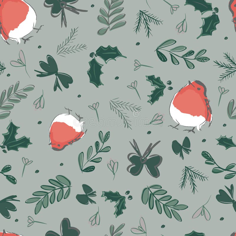 Christmas Robin Decorations Seamless Repeat Pattern Stock Vector ...