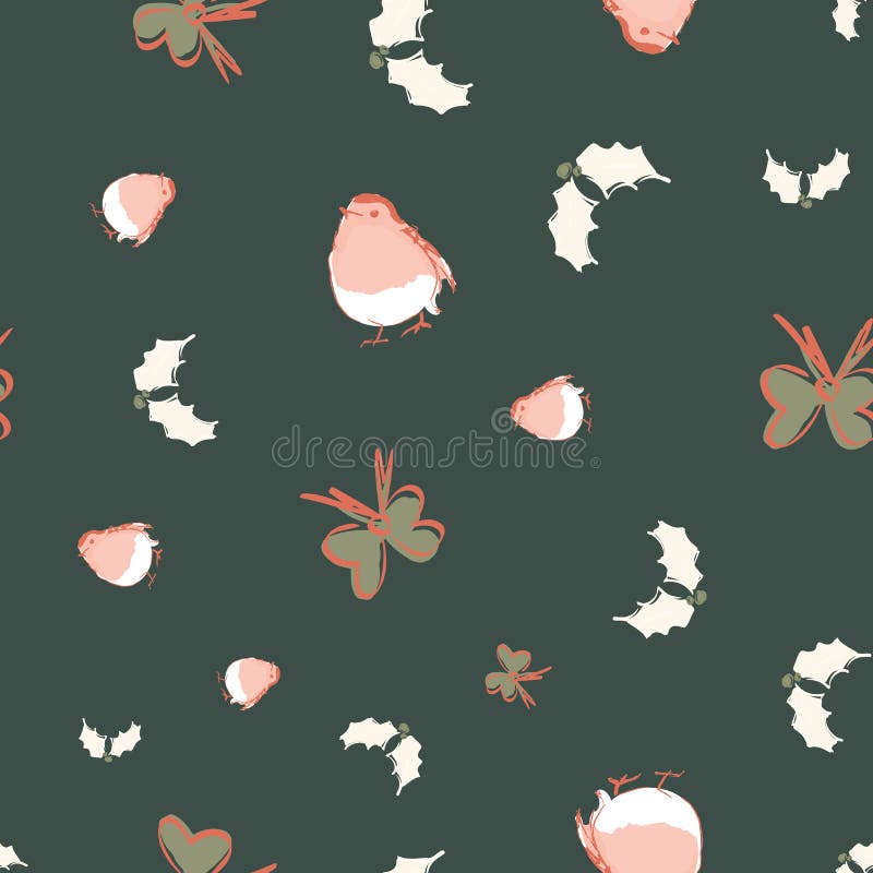 Christmas Robin Decorations Seamless Repeat Pattern Stock Vector ...