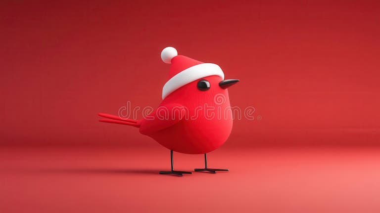 Christmas Robin Flat Design Front View Christmas Theme 3D Render ...