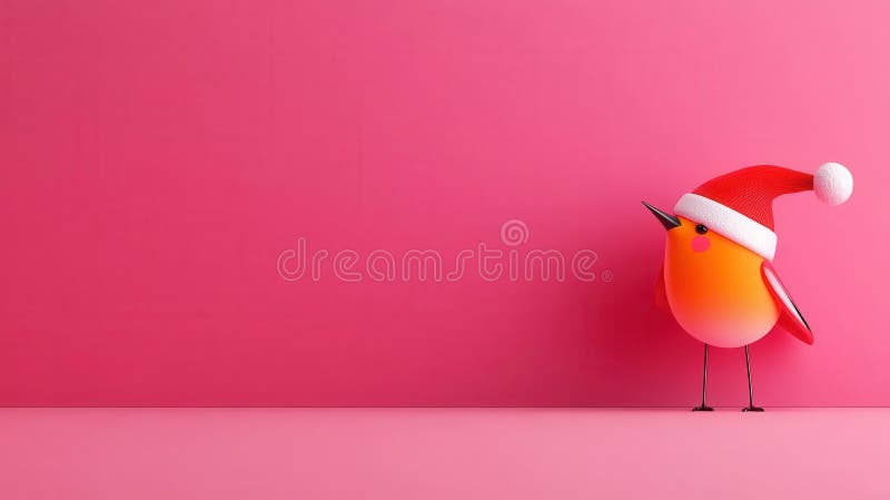 Christmas Robin Flat Design Front View Christmas Theme 3D Render ...