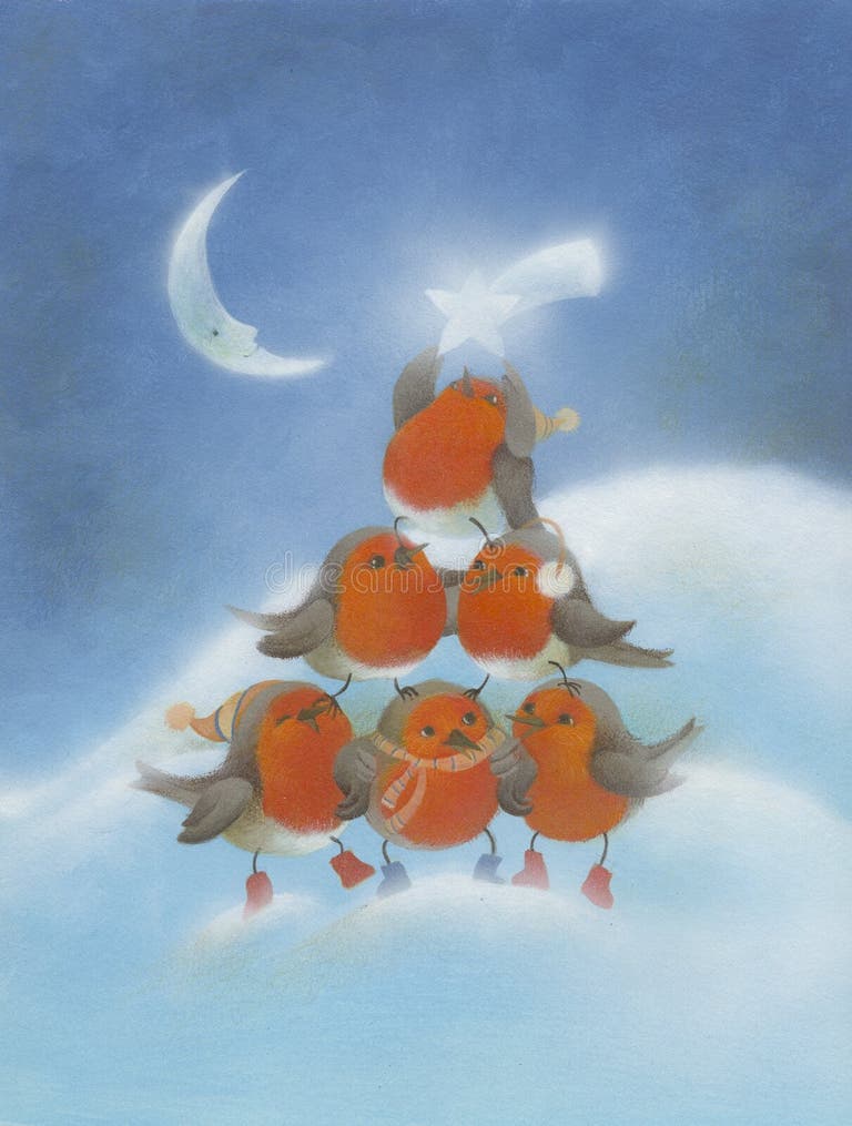 Robins Christmas Tree Stock Illustrations – 167 Robins Christmas Tree ...