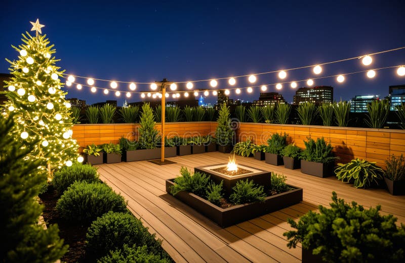 Christmas Rooftop Party with Biodegradable Decorations and Solar Lights ...