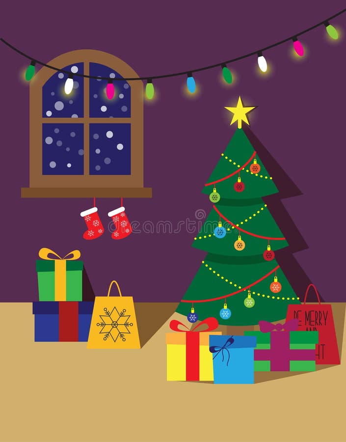 Christmas Room Poster or Card Stock Vector - Illustration of present ...