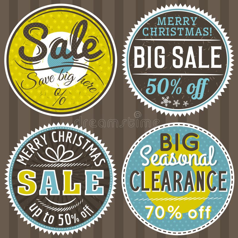 Christmas Round Banners with Sale Offer, Vector Stock Vector ...