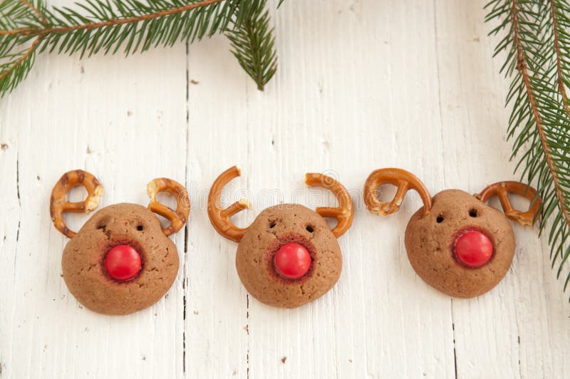 Christmas Rudolf Reindeer Cookies Stock Image - Image of deer, homemade ...