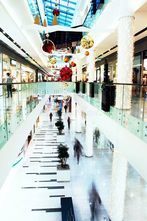 Christmas rush in mall stock photo. Image of tree, interior - 33973632