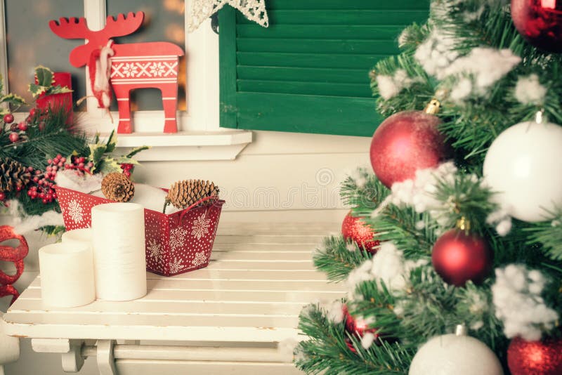 Christmas Terrace Decoration Stock Photo - Image of homelike ...