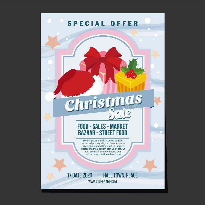 Christmas Sales Poster Snow and Star Texture Theme Present Box Stock ...