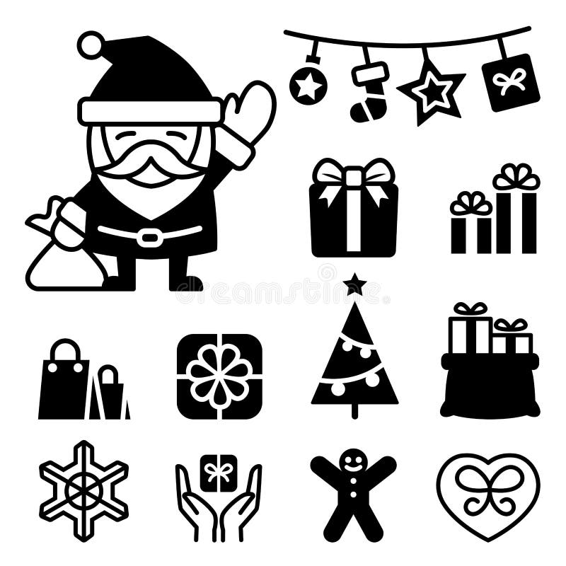 Christmas & Santa Claus Icons Stock Vector - Illustration of logo ...