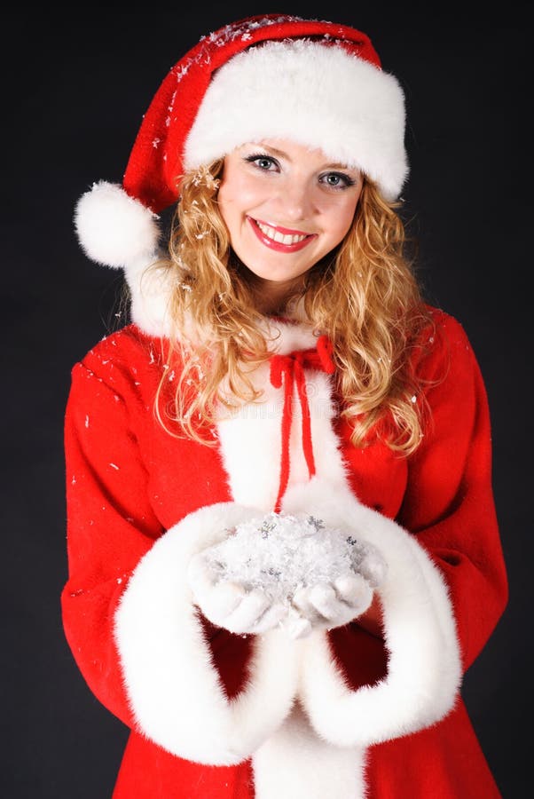 Christmas santa girl stock photo. Image of smiling, female - 21637378