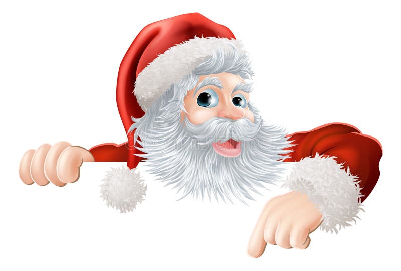 Christmas Santa Pointing Down at Sign Stock Vector - Illustration of ...