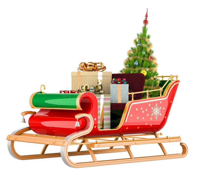 Santa Sleigh, Top View. 3D Rendering Stock Illustration - Illustration ...