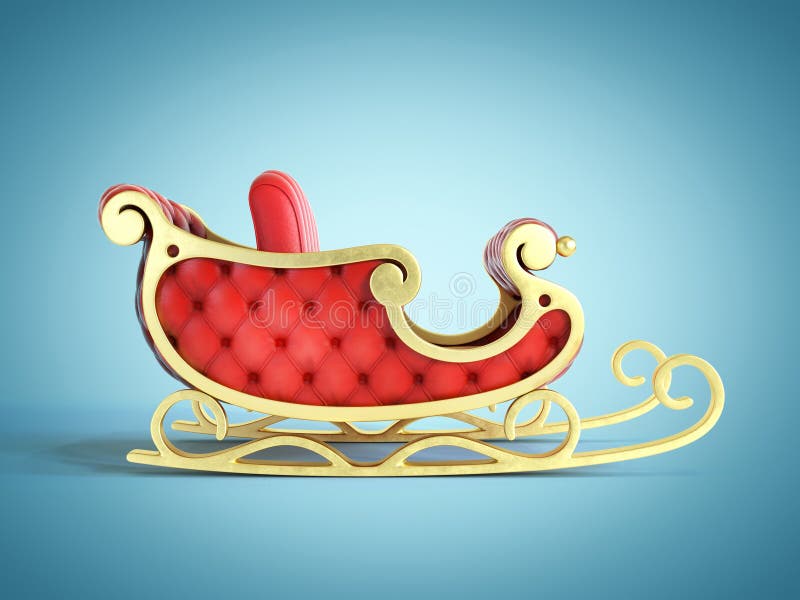 Christmas Santa Sleigh - Red and Golden Sledge Isolated on White ...