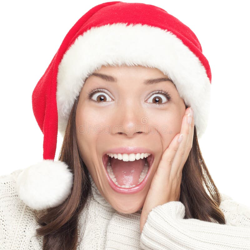 Santa Claus Surprise Face (w/clipping Path) Stock Image - Image of ...
