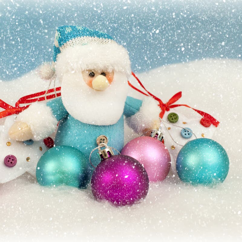 Christmas Santa with Xmas Colored Balls Stock Photo - Image of santa ...