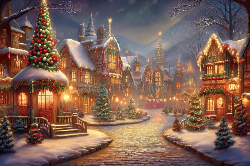 Christmas Scene Ai Generation Stock Illustration - Illustration of ...