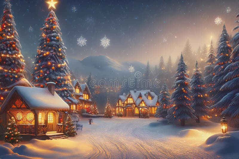 Christmas Scene Ai Generation Stock Illustration - Illustration of city ...