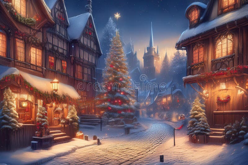Christmas Scene Ai Generation Stock Illustration - Illustration of ...