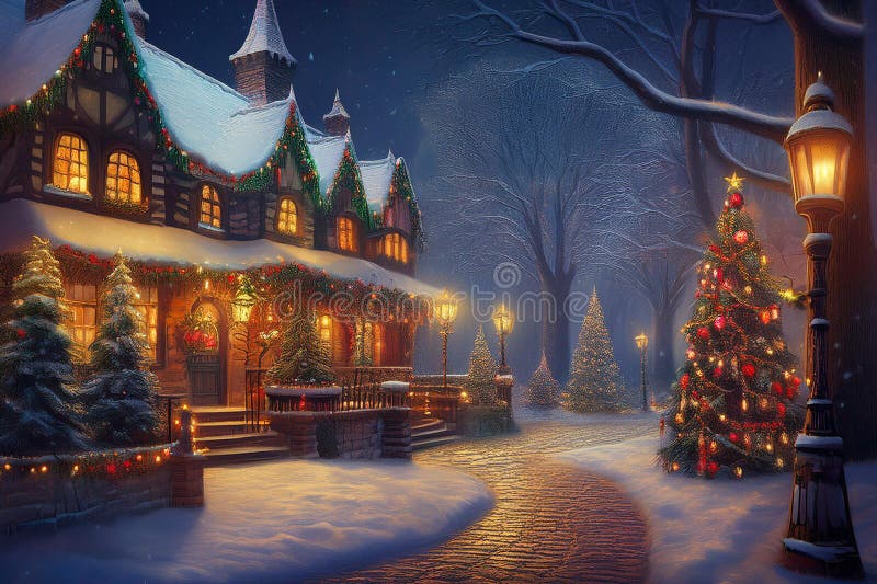 Christmas Scene Ai Generation Stock Illustration - Illustration of ...