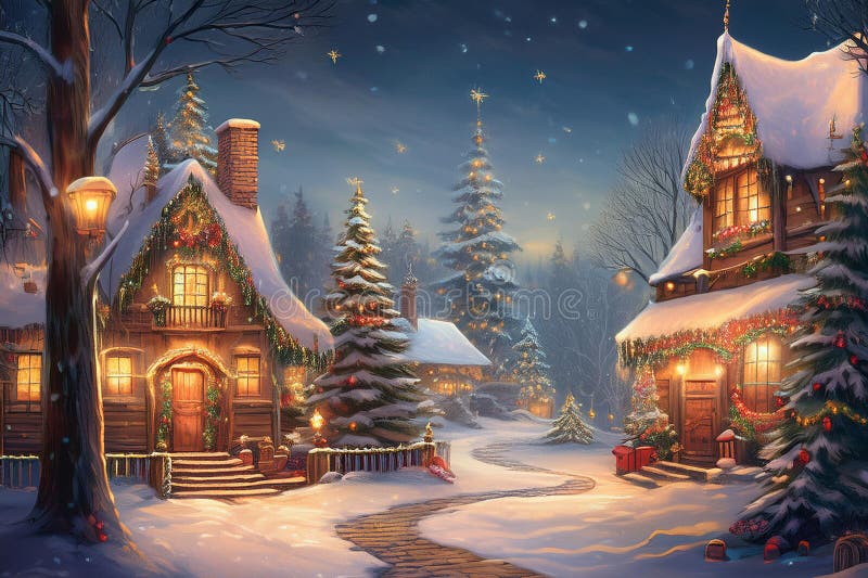 Christmas Scene Ai Generation Stock Illustration - Illustration of ...