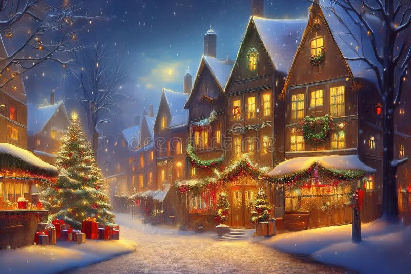 Christmas Scene Ai Generation Stock Illustration - Illustration of xmas ...