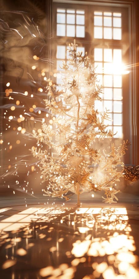Christmas Scene with a Conceptual Tree Made from Light and Shadow ...