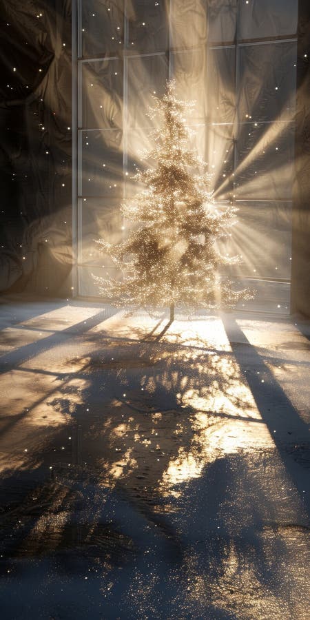 Christmas Scene with a Conceptual Tree Made from Light and Shadow ...