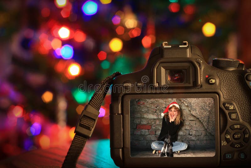 Christmas Scene of a Digital Camera Stock Photo - Image of professional ...