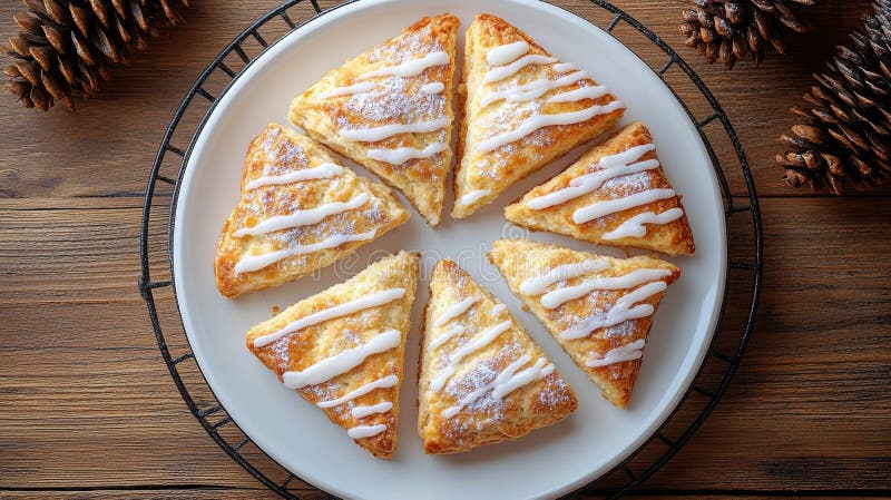 Christmas Scones on a Rustic Table with Pinecones and Festive ...