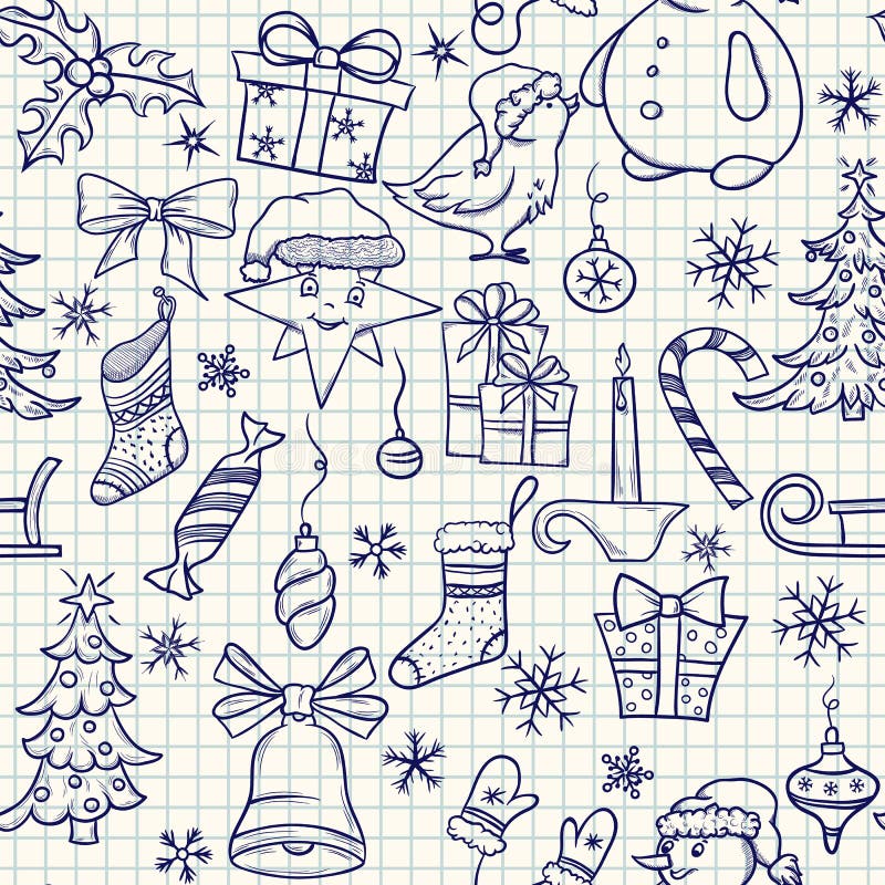 Christmas Seamless Pattern stock vector. Illustration of mittens - 33113950