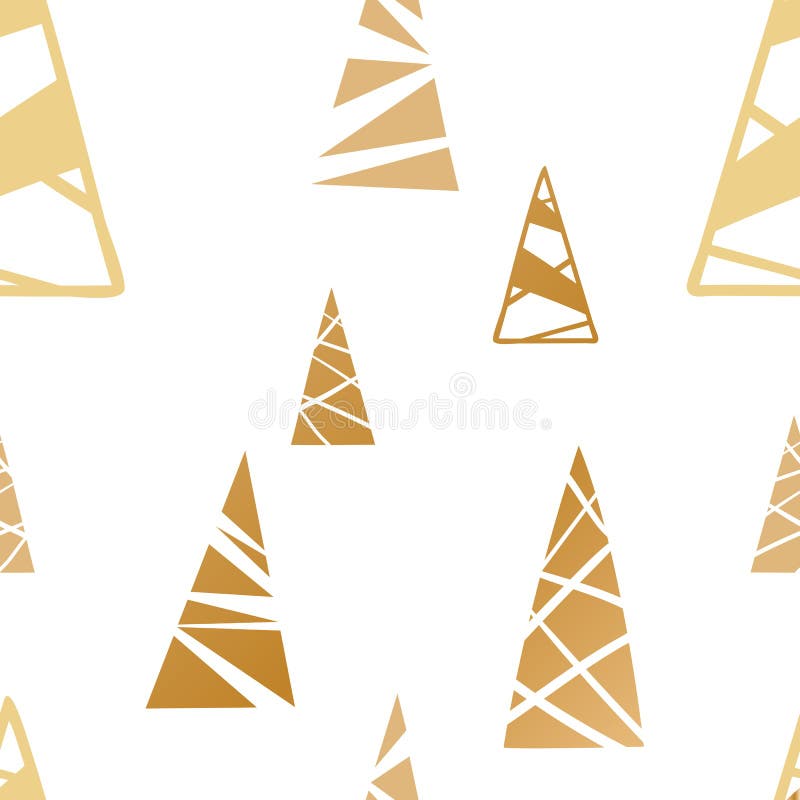 Christmas Seamless Pattern. Background with Golden Christmas Trees ...
