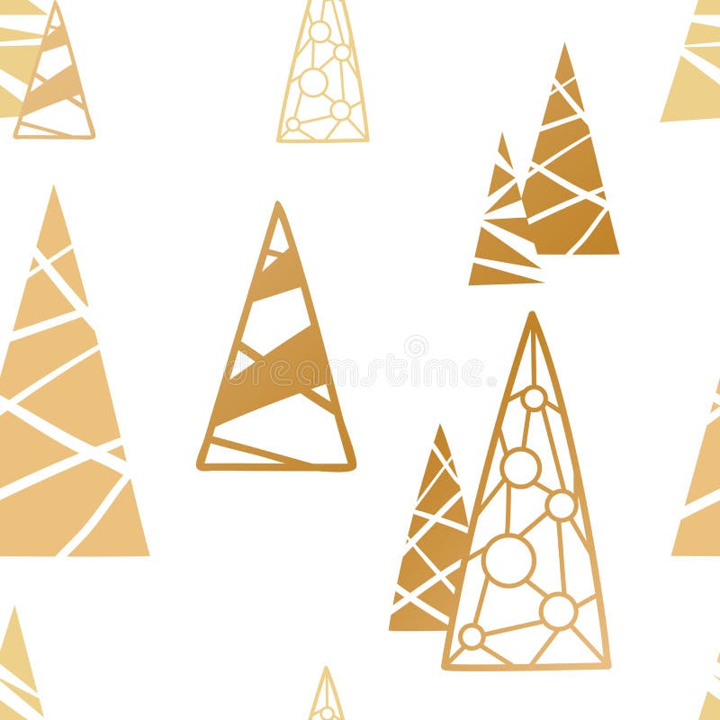 Christmas Seamless Pattern. Background with Golden Christmas Trees ...