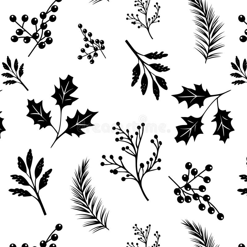 Christmas Seamless Pattern Black Silhouette Stock Vector - Illustration ... Christmas Seamless Pattern Black Silhouette Stock Vector - Illustration ...