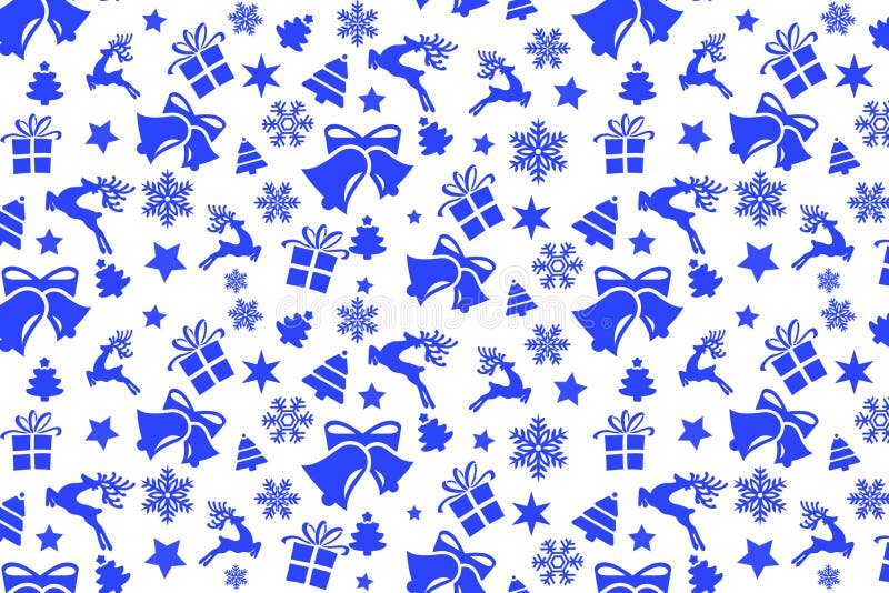 Christmas Seamless Pattern with Christmas Blue Elements Stock ...
