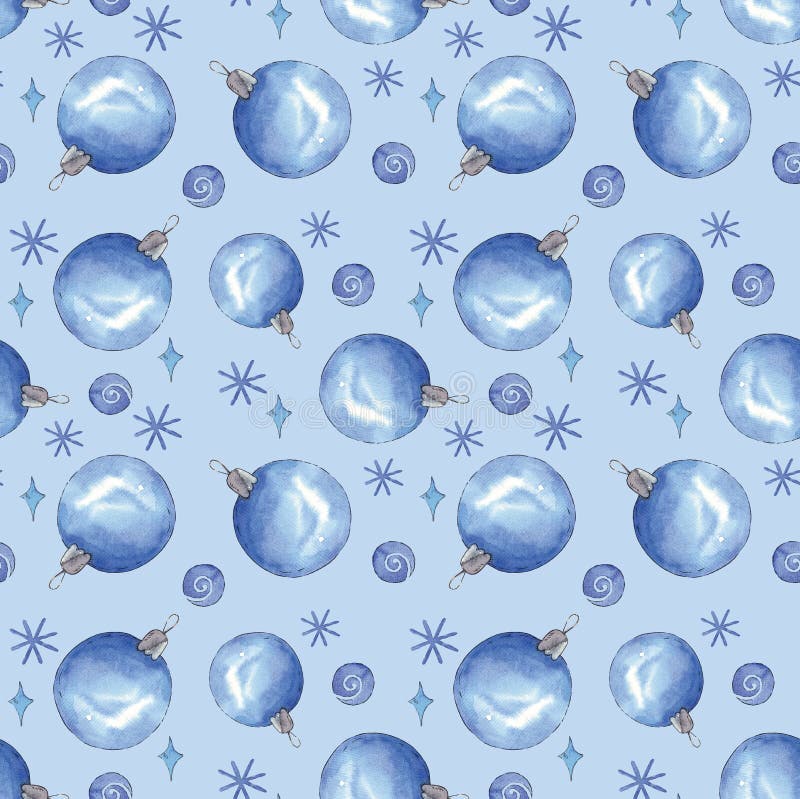 Christmas Seamless Pattern. Blue Winter Christmas Elements. Wrapping ...