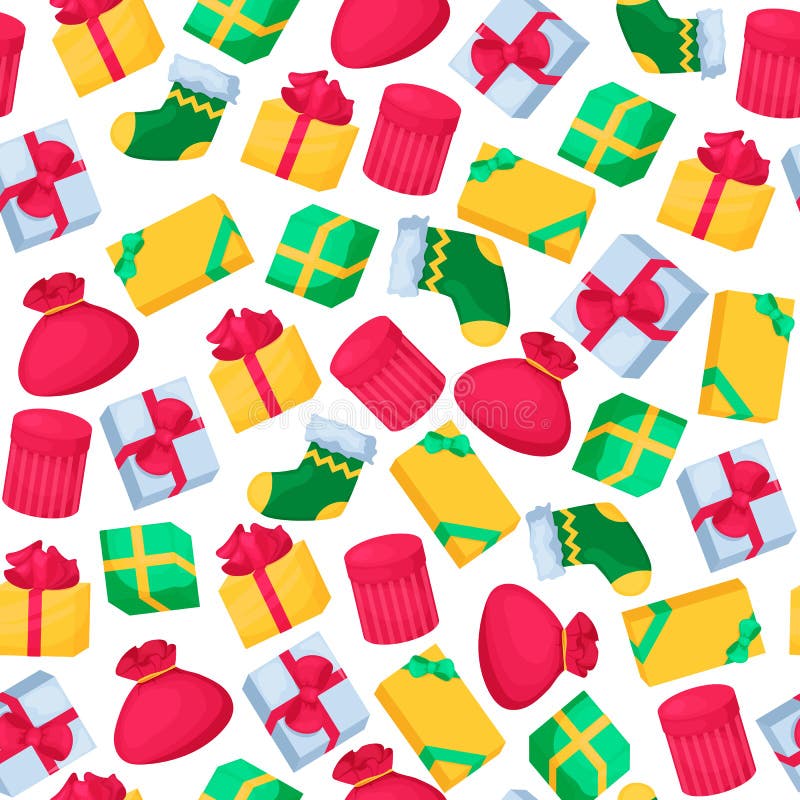 Christmas Seamless Pattern with Colorful Gift Boxes. New Year Design ...