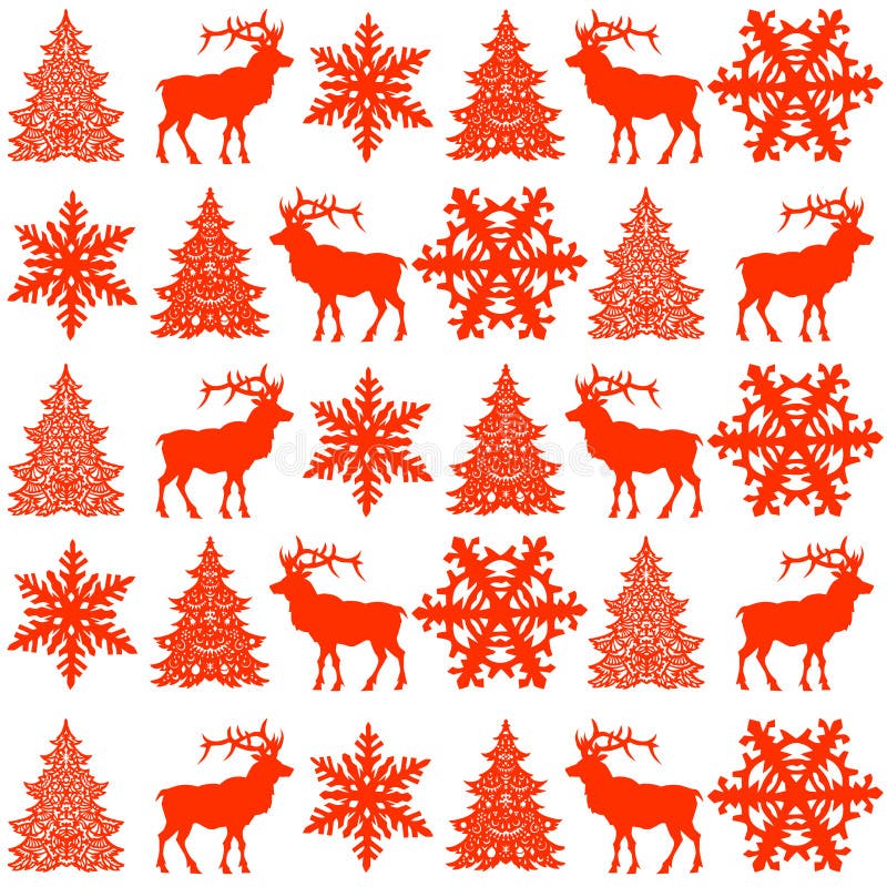 Christmas Seamless Bright Green Pattern Design - Deer, Snowflake Stock ...