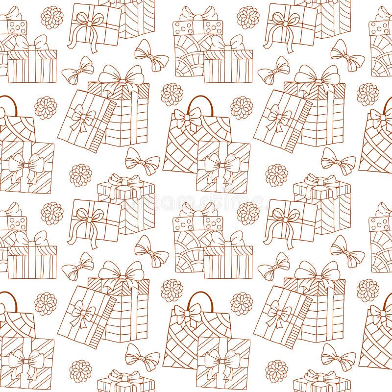 Christmas Seamless Pattern. Doodle Style. Wrapping Paper. Stock Vector ...