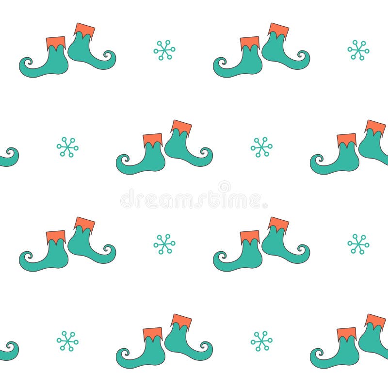 Christmas Seamless Pattern with Elf Boots Stock Vector - Illustration ...