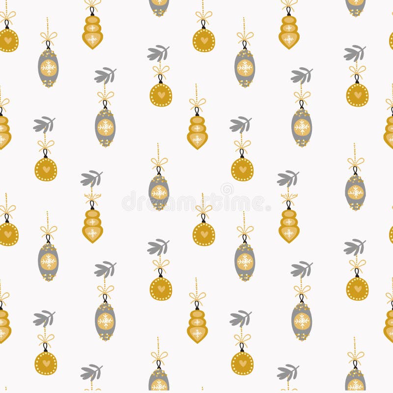 Christmas Seamless Pattern with Festive Shiny Toys Stock Vector ...