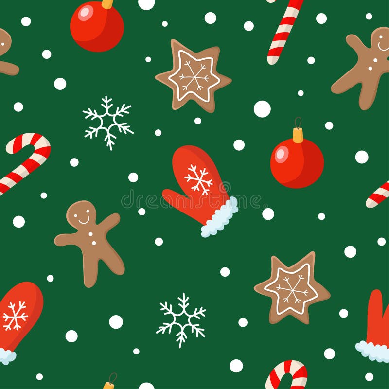 Christmas Seamless Pattern in Flat Cartoon Style Stock Vector ...